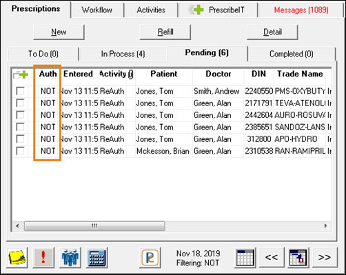 Sending an Authorization Request for Prescriptions in a Batch