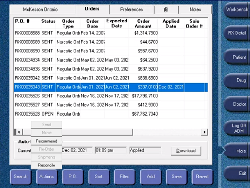Downloading McKesson Invoices and Reconciling Purchase Orders One-by-One